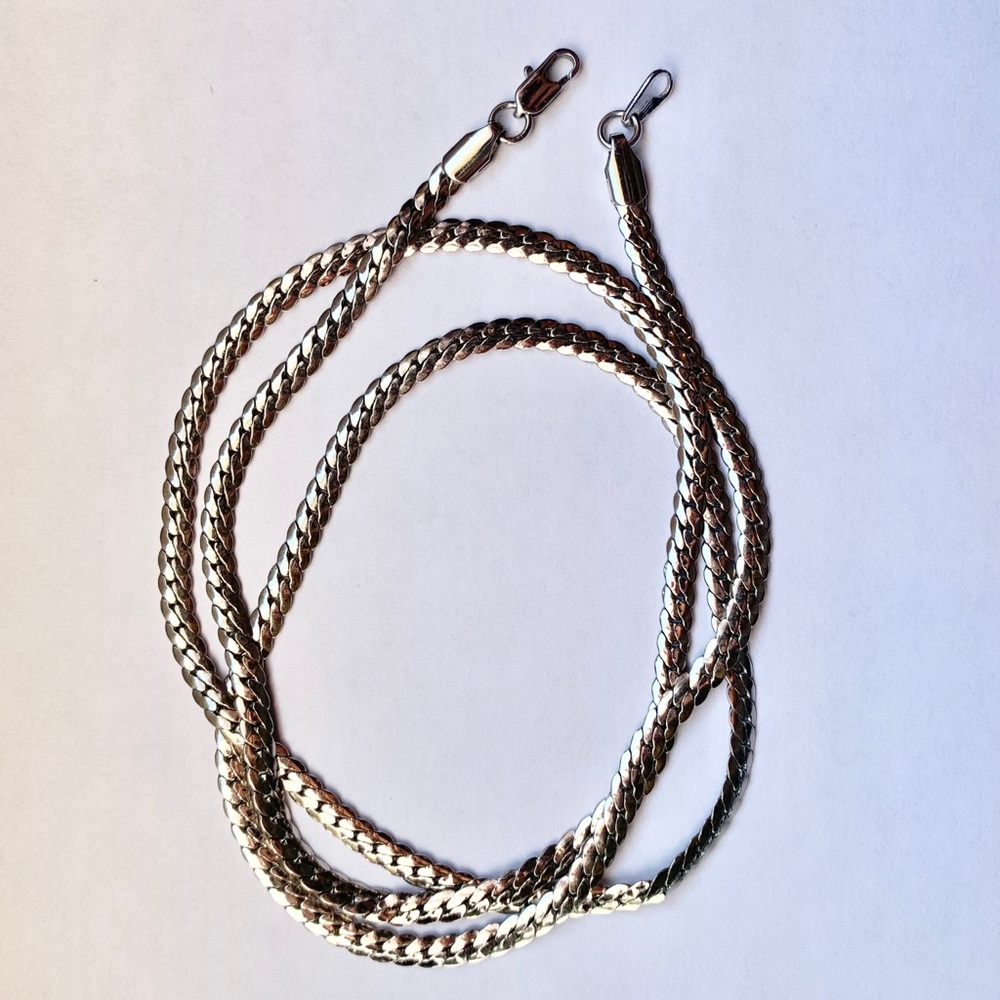 30 Inch Platinum Plated Snake Chain Necklace - Gem